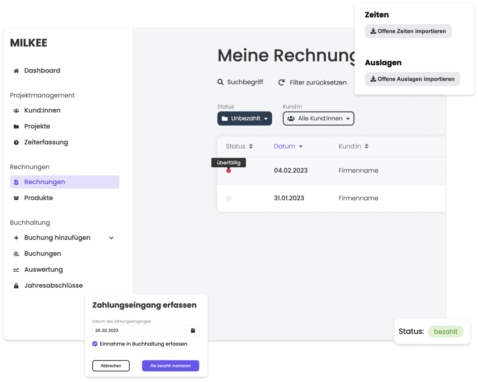 Rechnungen schreiben als Einzelfirma - MILKEE