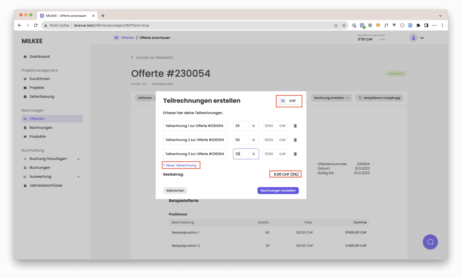 Teilrechnungen erstellen - so geht's! Anleitung 2025 - MILKEE